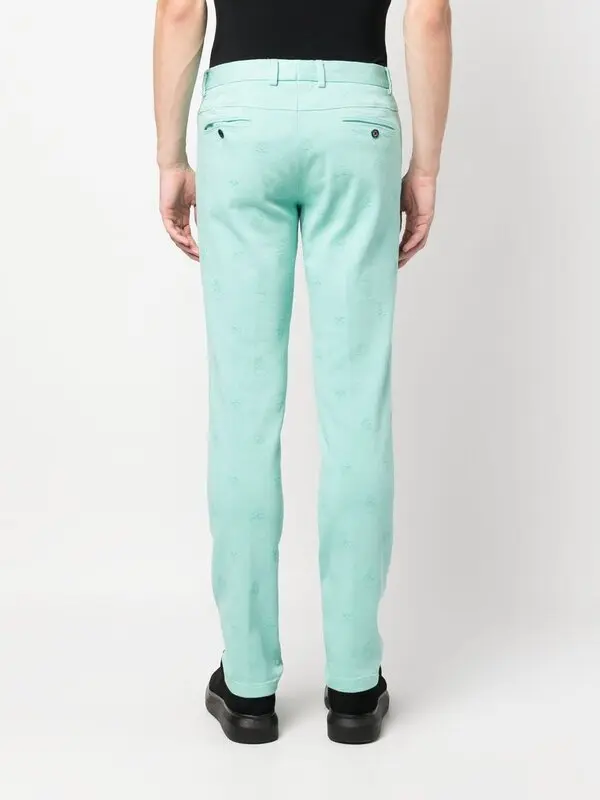 Philipp Plein Straight-leg Trousers With Skull Embroidery - Blue