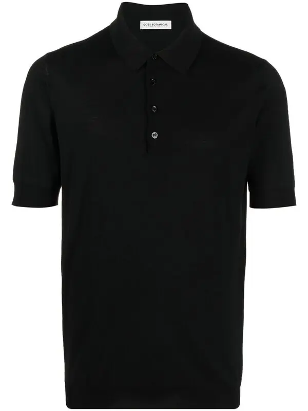 GOES BOTANICAL Merino-wool Polo Shirt - Black