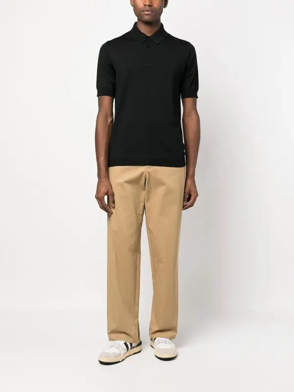 GOES BOTANICAL Merino-wool Polo Shirt - Black