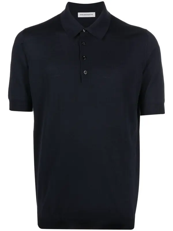 GOES BOTANICAL Merino-wool Polo Shirt - Blue
