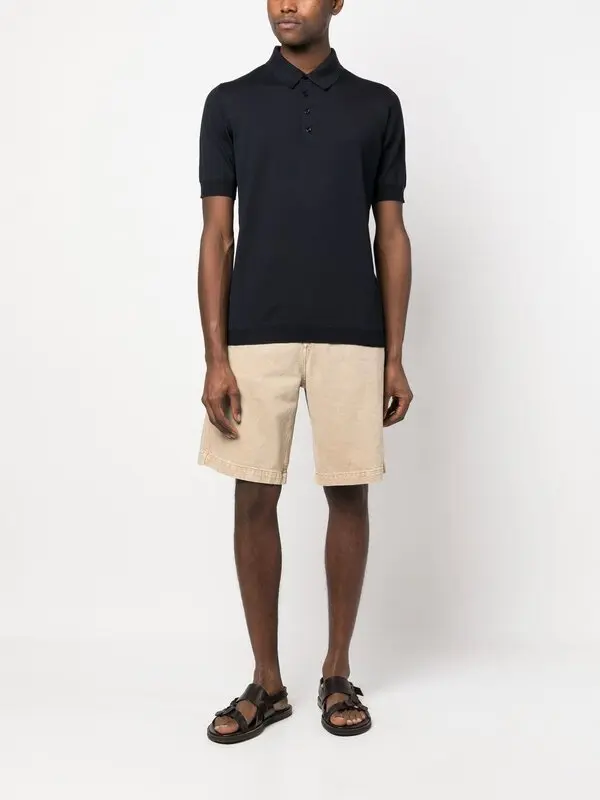 GOES BOTANICAL Merino-wool Polo Shirt - Blue