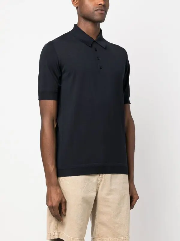 GOES BOTANICAL Merino-wool Polo Shirt - Blue