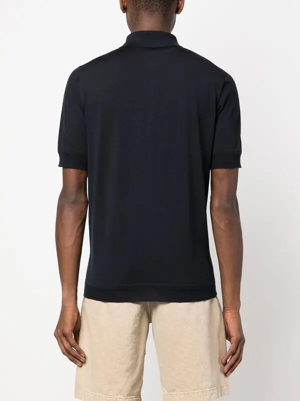 GOES BOTANICAL Merino-wool Polo Shirt - Blue