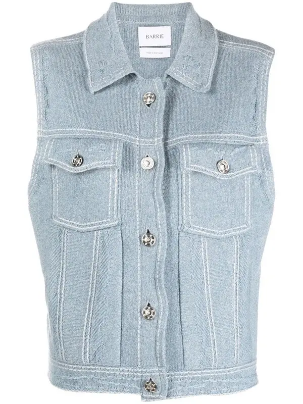 BARRIE Knitted Sleeveless Jacket - Blue