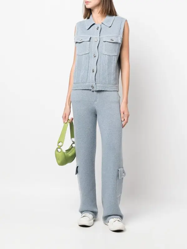 BARRIE Knitted Sleeveless Jacket - Blue