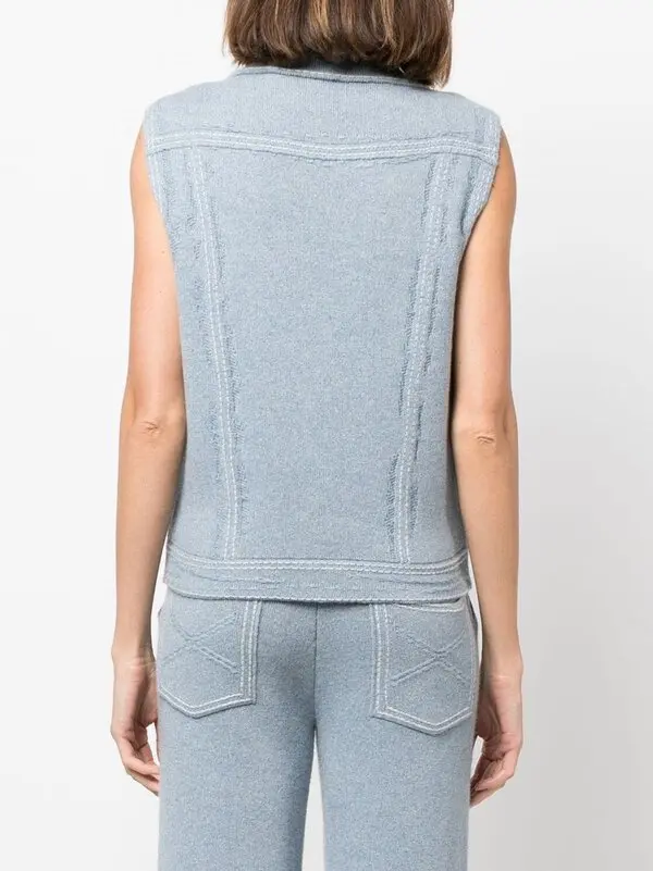 BARRIE Knitted Sleeveless Jacket - Blue