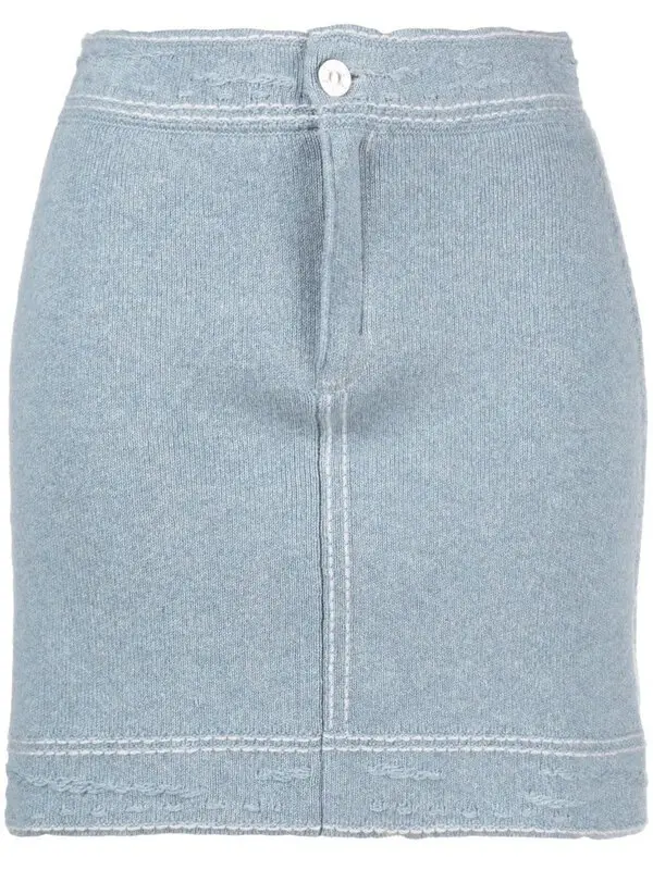 BARRIE Contrast-stitch Mini Skirt - Blue