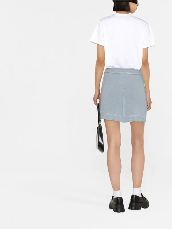 BARRIE Contrast-stitch Mini Skirt - Blue