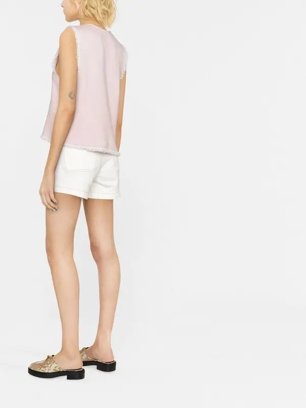 BARRIE Fringe-trim Top - Pink