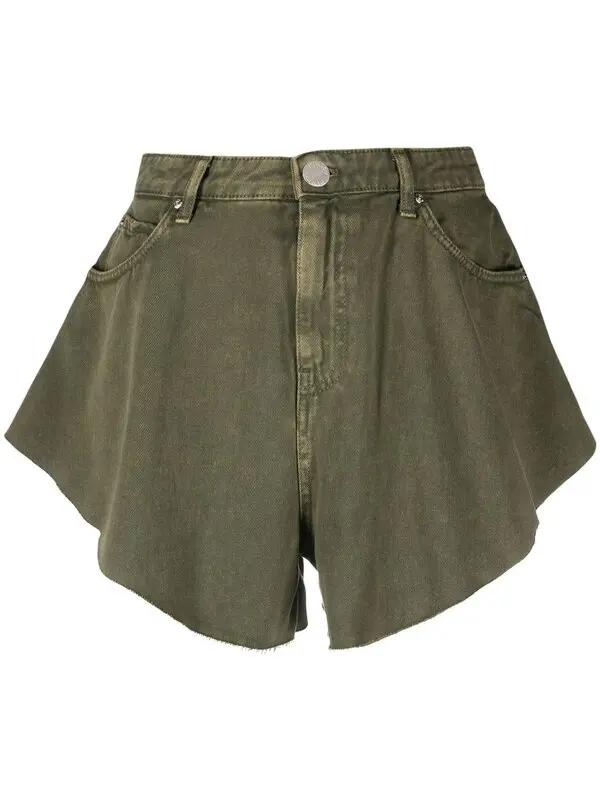 Pinko Acid-wash Raw-cut Denim Shorts