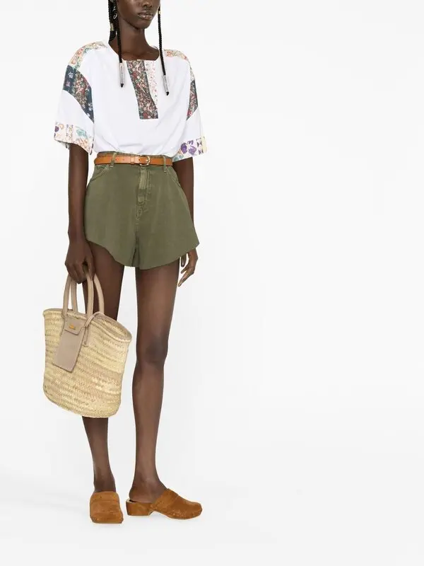 Pinko Acid-wash Raw-cut Denim Shorts