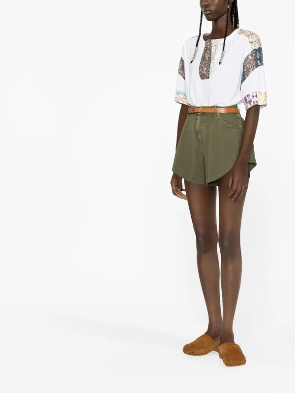 Pinko Acid-wash Raw-cut Denim Shorts
