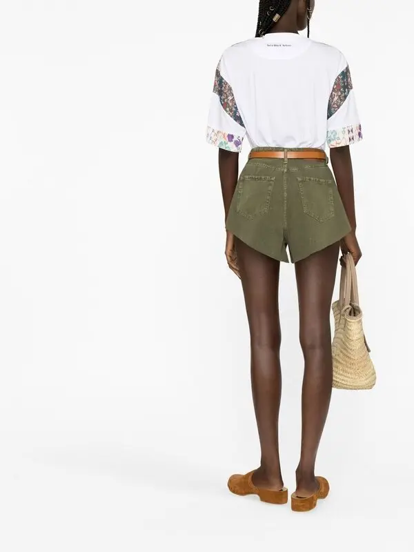 Pinko Acid-wash Raw-cut Denim Shorts