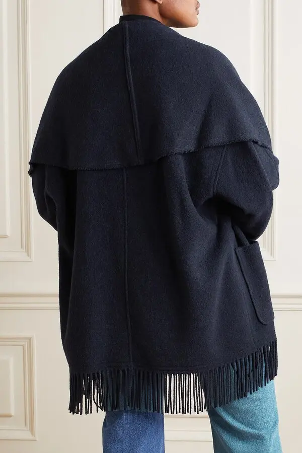 Marant Étoile Faty Scarf-detailed Fringed Wool-blend Coat