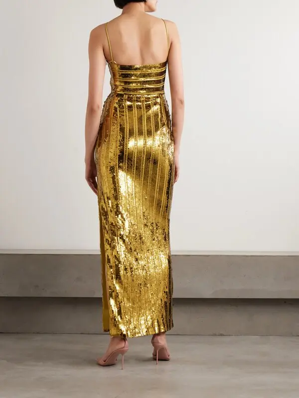 Galvan Stargaze Sequined Tulle Maxi Dress - Gold