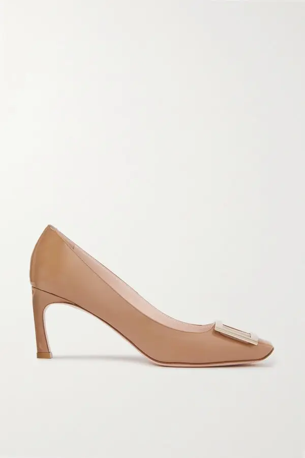 ROGER VIVIER Belle Vivier Trompette 70 Embellished Patent-leather Pumps - Neutrals