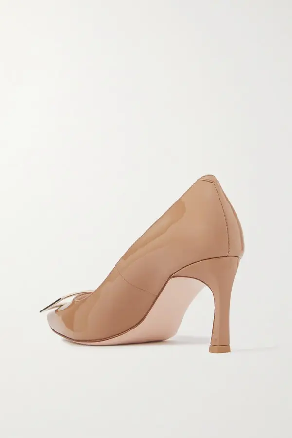 ROGER VIVIER Belle Vivier Trompette 70 Embellished Patent-leather Pumps - Neutrals