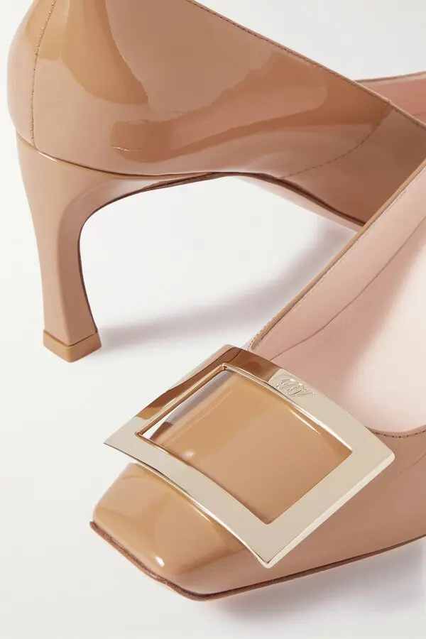 ROGER VIVIER Belle Vivier Trompette 70 Embellished Patent-leather Pumps - Neutrals