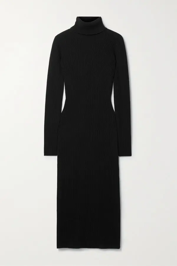 REFORMATION Robin Ribbed Stretch-modal Turtleneck Midi Dress