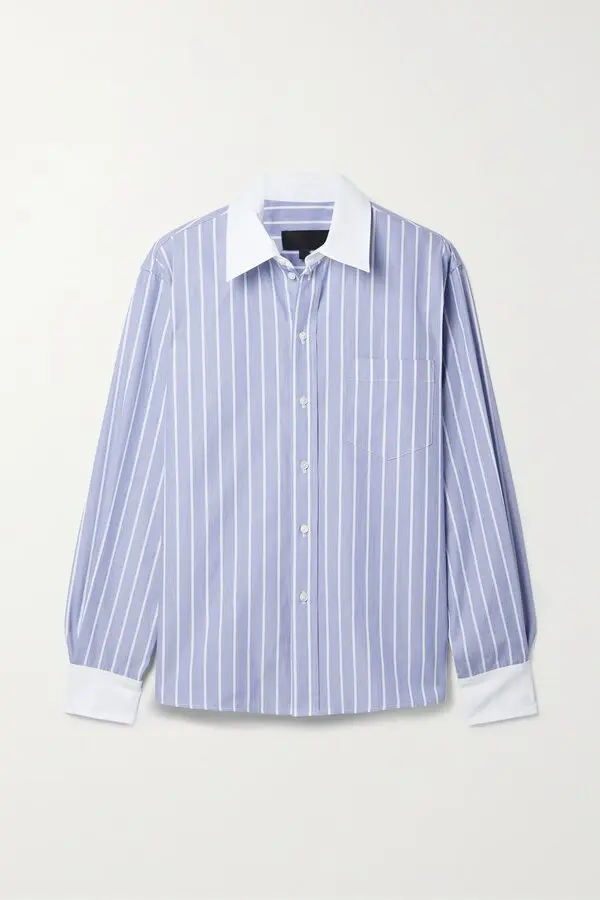 NILI LOTAN Telma Striped Cotton-poplin Shirt