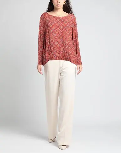Rosso35 Geometric-print Crepe Top - Tomato Red