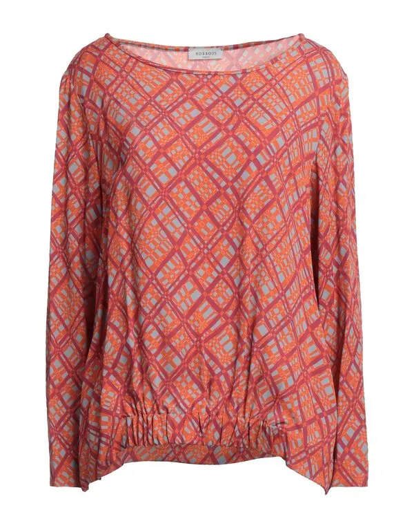 Rosso35 Geometric-print Crepe Top - Tomato Red