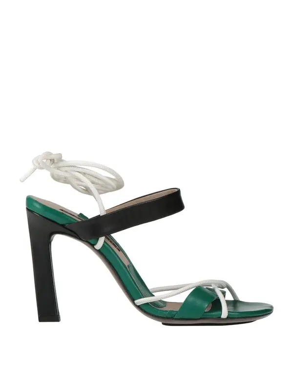 Malloni Leather Stiletto Sandals - Green