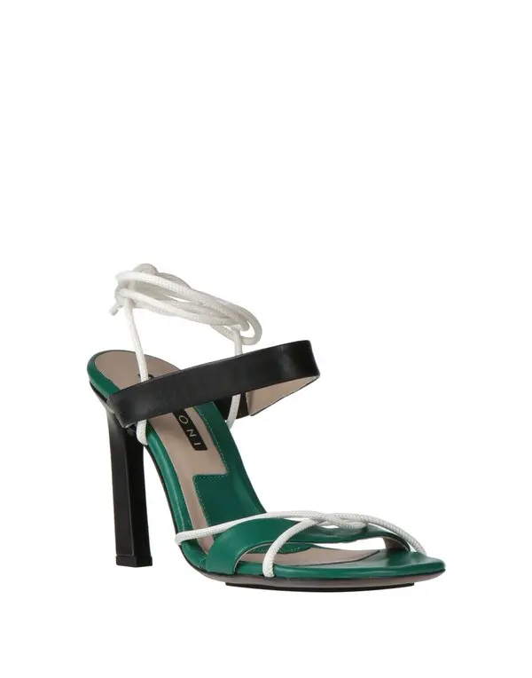 Malloni Leather Stiletto Sandals - Green