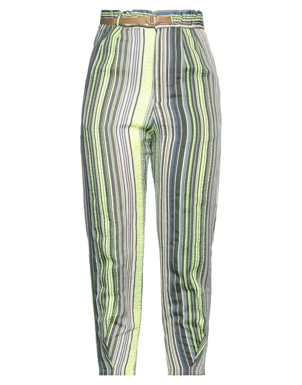 WHITE SAND Striped Tapered Trousers - Green
