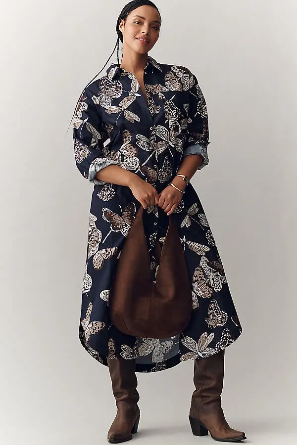 Maeve The Soren Long-sleeve Shirt Dress - Dark Navy