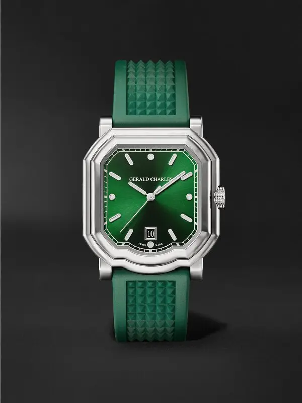 GERALD CHARLES Maestro 2.0 Ultra-thin Automatic 39mm Stainless Steel And Rubber Watch - Green
