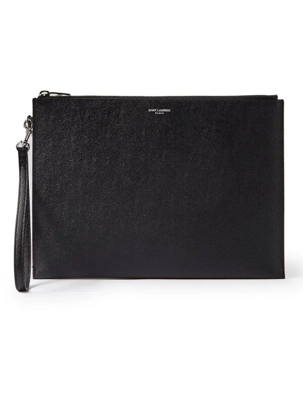 Saint Laurent Pebble-grain Leather Pouch - Black