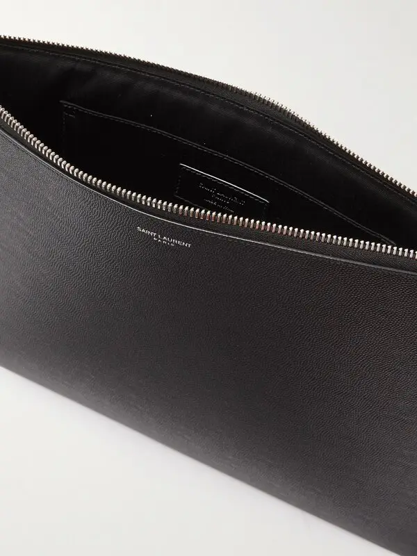 Saint Laurent Pebble-grain Leather Pouch