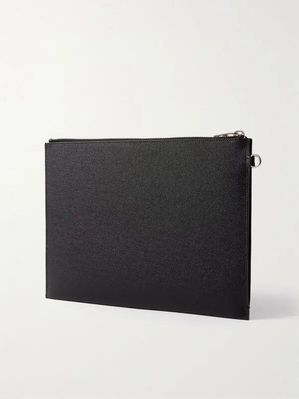 Saint Laurent Pebble-grain Leather Pouch