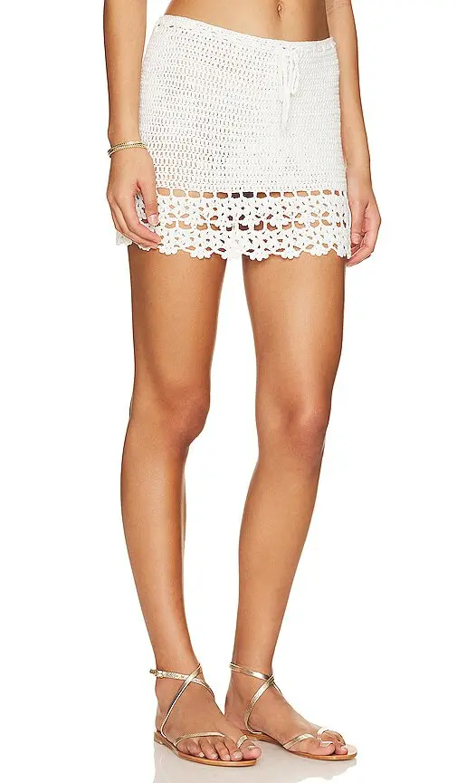 MORE TO COME Elliana Crochet Mini Skirt - White