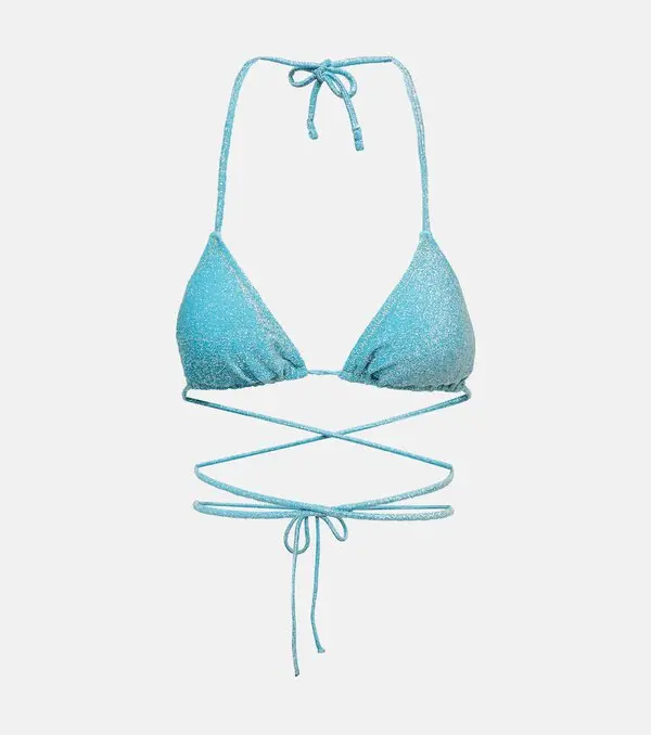 REINA OLGA Miami Lurex® Triangle Bikini Top - Blue