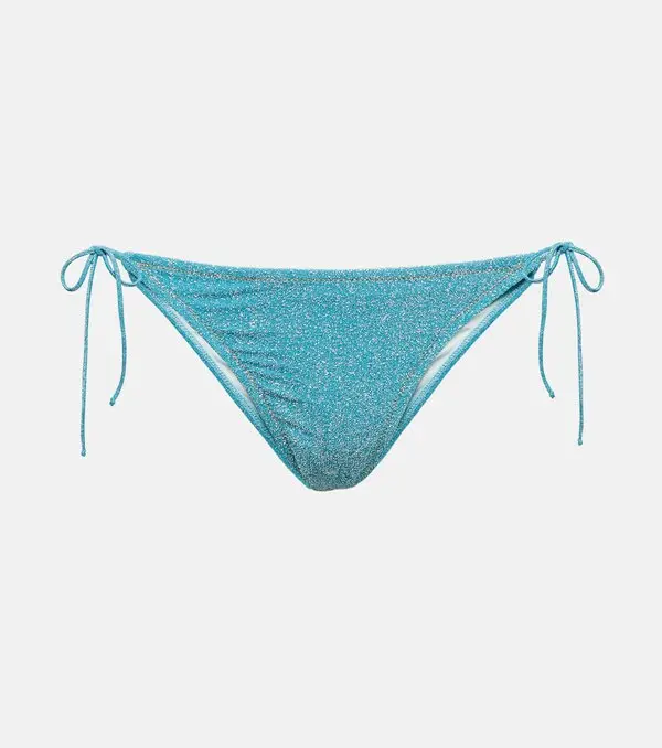 REINA OLGA Miami Lurex® Bikini Bottom - Blue