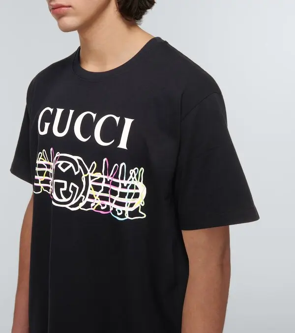 Gucci Double G Printed Jersey T-Shirt - Black | Editorialist