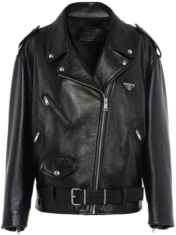 Prada Triangle-plaque Leather Jacket