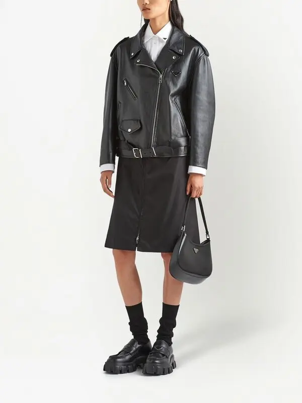 Prada Triangle-plaque Leather Jacket