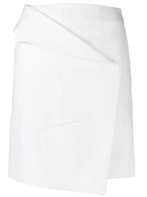 Alexander McQueen Asymmetric Wool Miniskirt - White