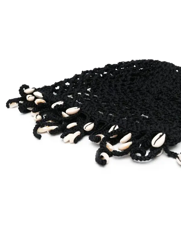 Alanui Crochet Knit Cowrie Shell Embellished Hat