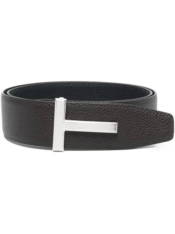 TOM FORD Logo-plaque Leather Belt - Brown