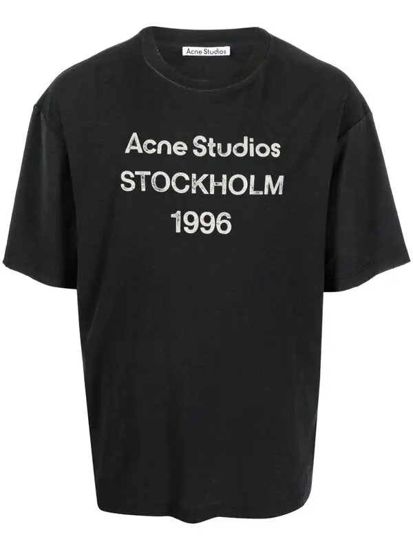 Acne Studios Graphic Print Cotton-hemp Blend T-shirt - Black