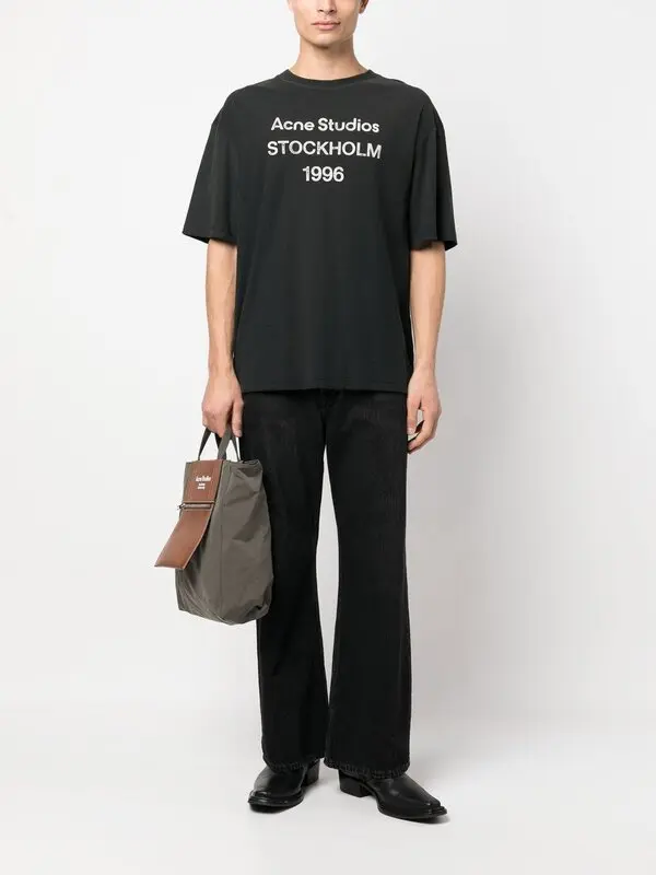 Acne Studios Graphic Print Cotton-hemp Blend T-shirt - Black