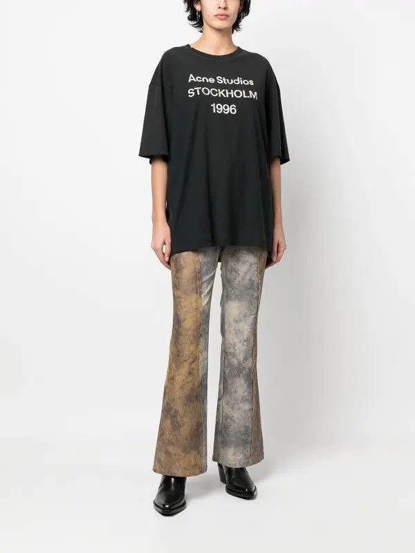 Acne Studios Graphic Print Cotton-hemp Blend T-shirt - Black