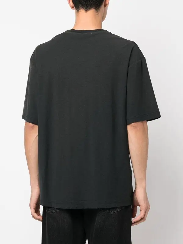 Acne Studios Graphic Print Cotton-hemp Blend T-shirt - Black