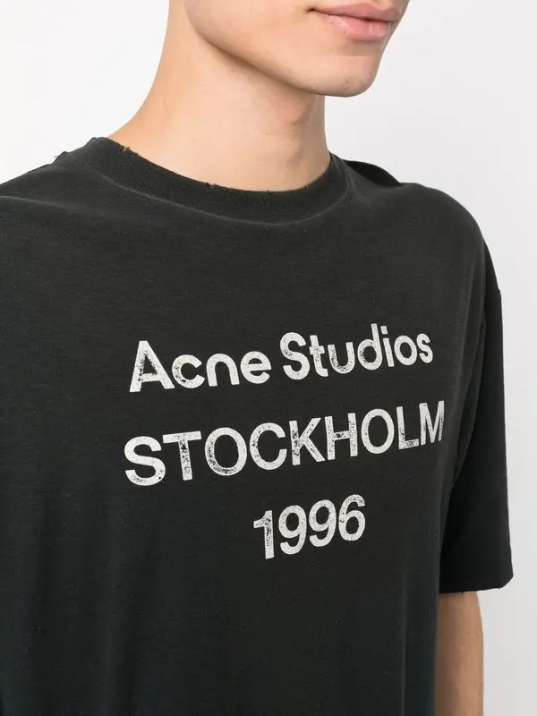 Acne Studios Graphic Print Cotton-hemp Blend T-shirt - Black