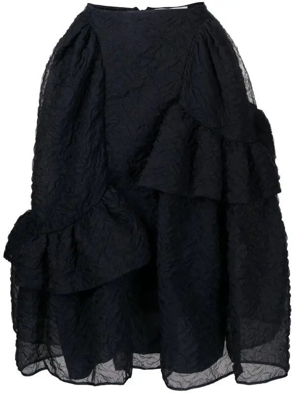 Cecilie Bahnsen Textured Tiered Midi Skirt