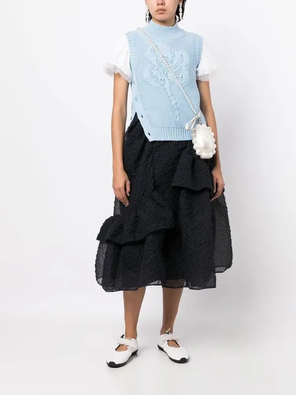 Cecilie Bahnsen Textured Tiered Midi Skirt